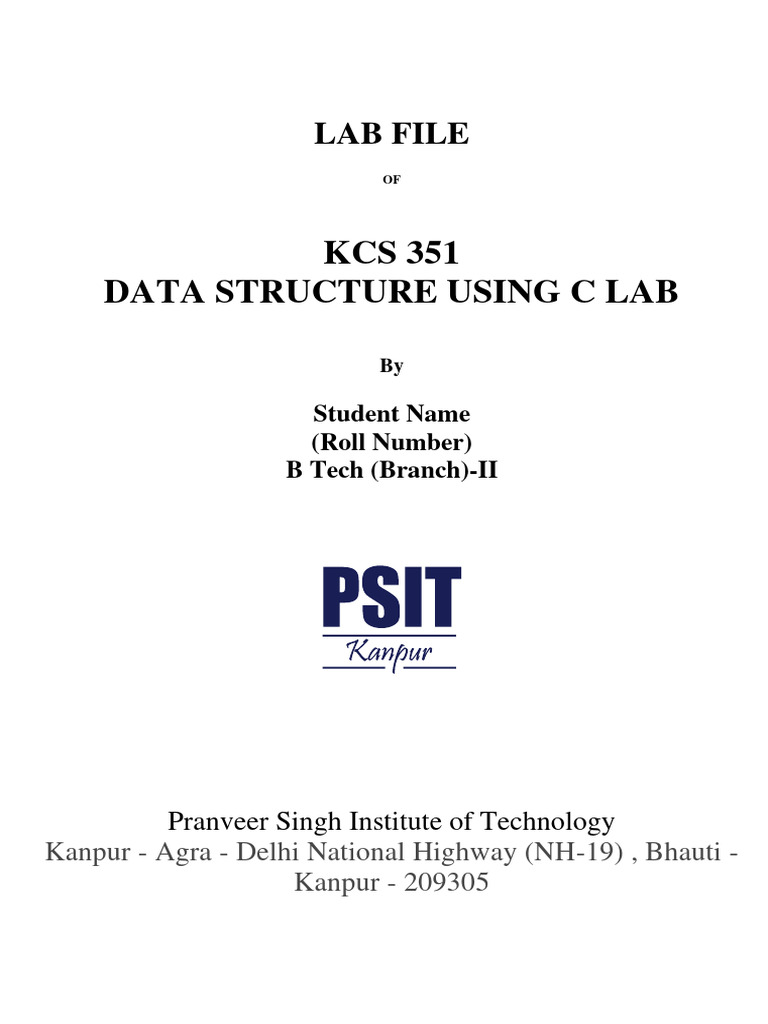 Data Structures Lab File Cover, Syllabus and Index | PDF Data Structures Lab File Cover, Syllabus and Index | PDF