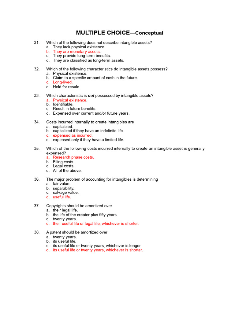 Multiple-Choice Compress | PDF | Goodwill (Accounting) | Intangible Asset