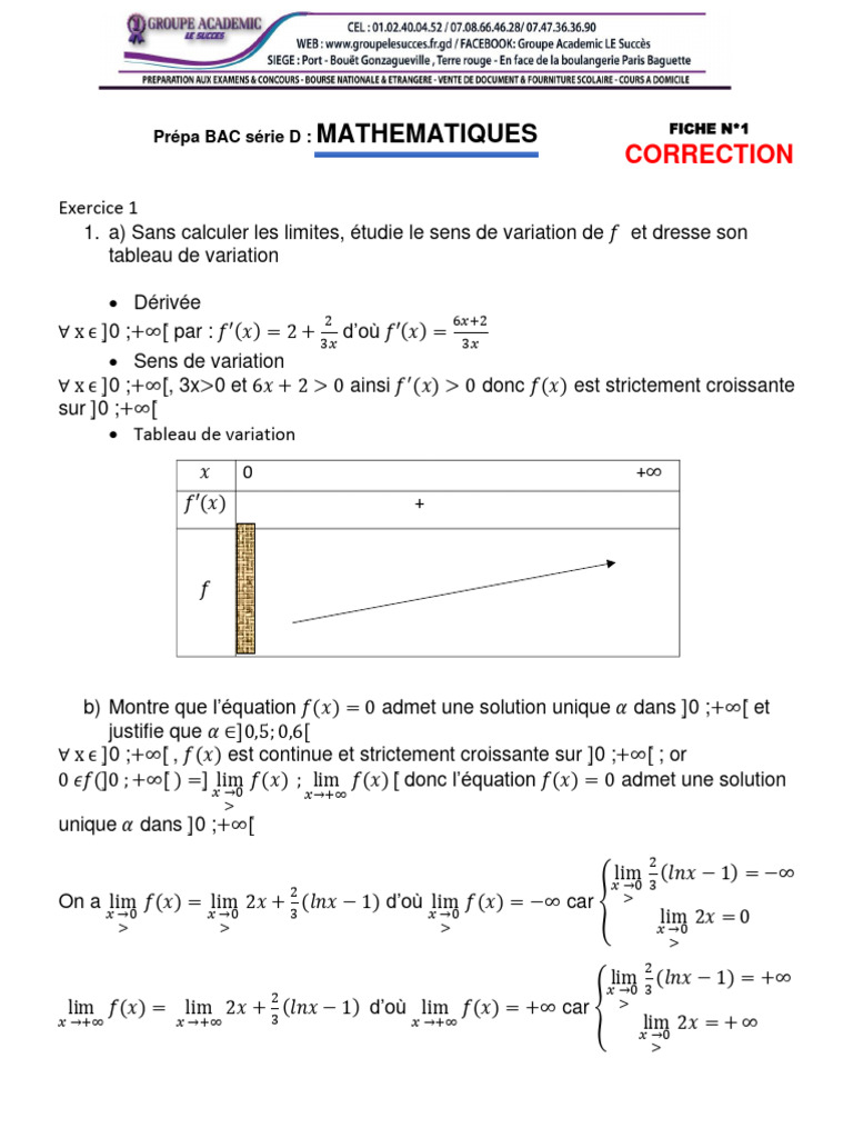 Correction LN Et Complexe | PDF | Limite (mathématiques) | Relations mathématiques