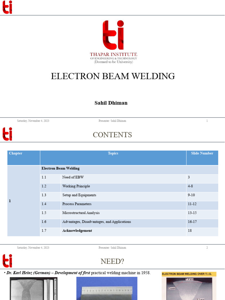 Electron Beam Welding | PDF | Secondary Sector Of The Economy | Mechanical Engineering