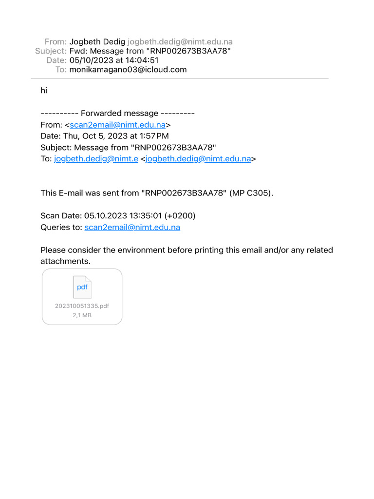 FWD Message From RNP002673B3AA78 | PDF | Computers