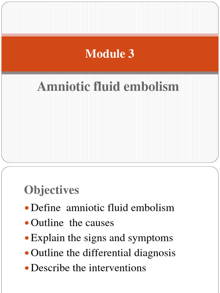 Unit 3 Amniotic Fluid Embolism | PDF | Childbirth | Shock (Circulatory)