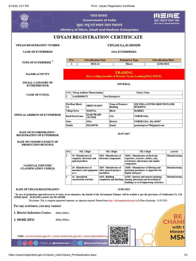 Goa Msme Annex A Pdf Small And Medium Sized Enterprises Economies