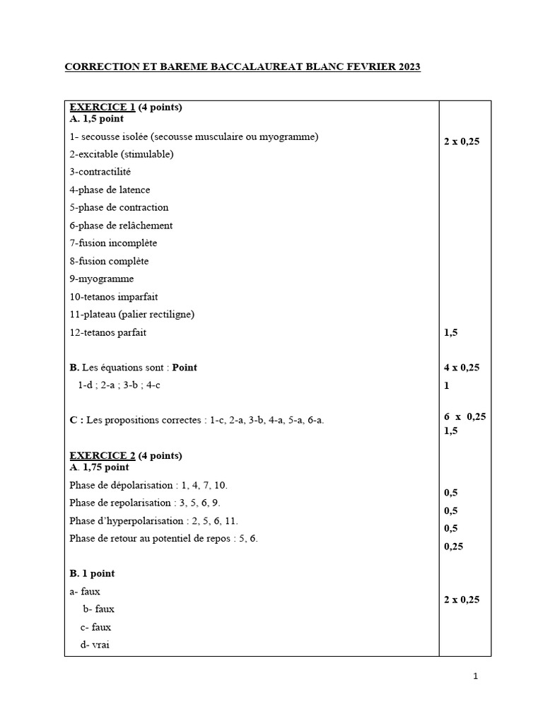 Correction Et Bareme Bac Blanc 2022 - 2023 | PDF | Lymphocyte | Cœur