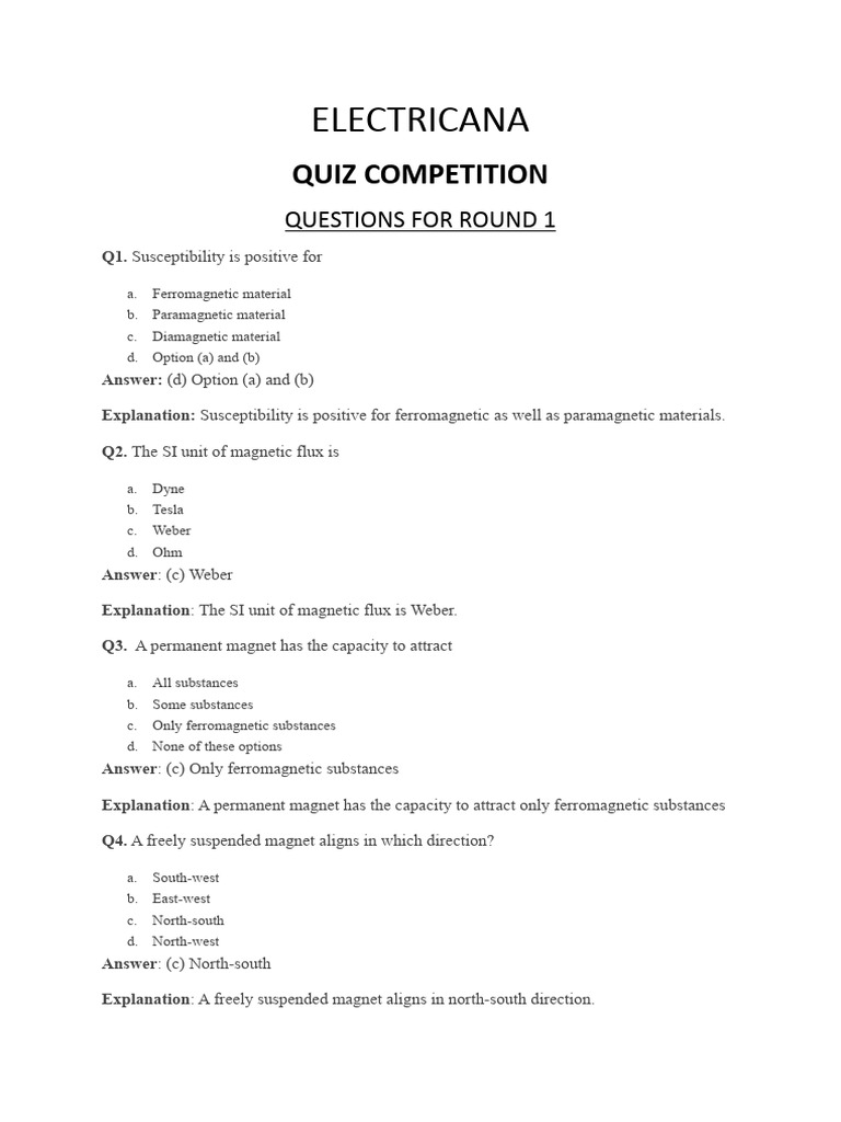 Quiz Round 1 Ques | PDF | Atomic Nucleus | Electron