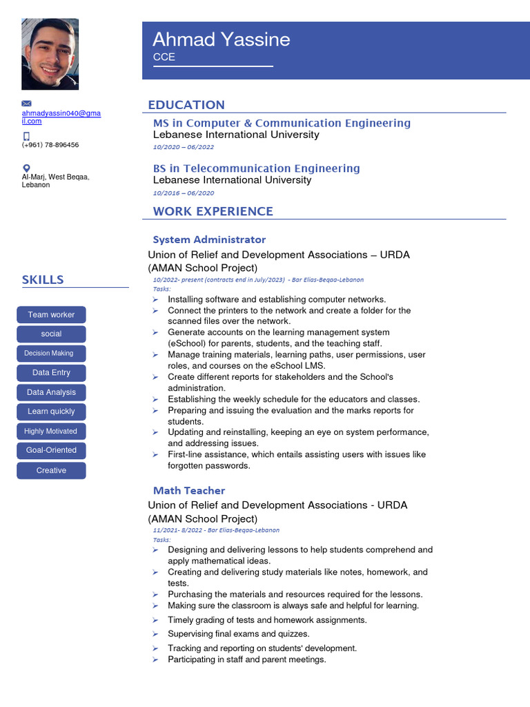 Ahmad Yassine - CV PDF | PDF