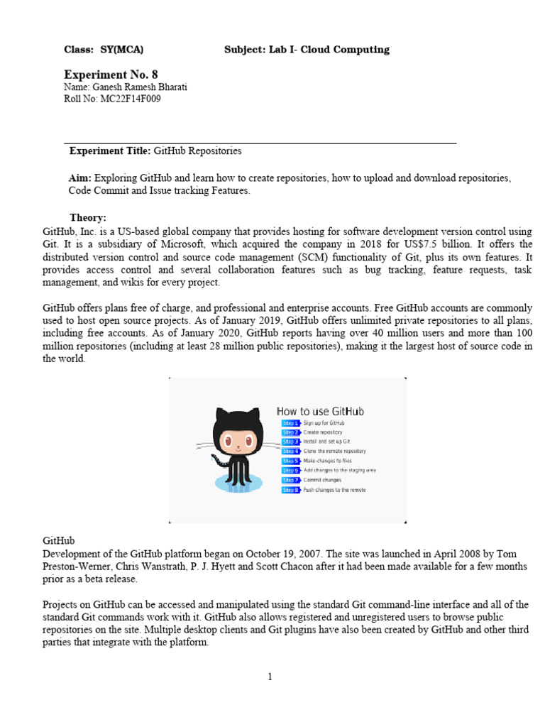 GitHub Basics for MCA Students | PDF | Information Security | Cloud ...