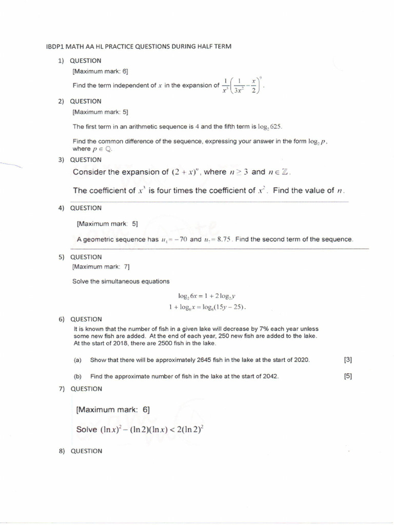 MATHS MIDTERM WORK - Scanned | PDF
