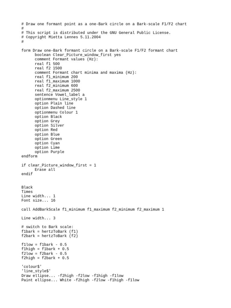 Script Plot F1 and F2 To Draw Acoustic Acoustic Vowel Space Chart | PDF