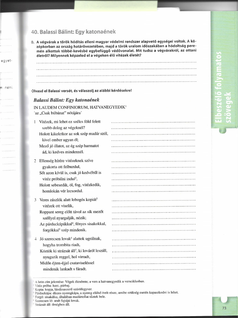 Balassi Bálint Egy Katonaének | PDF