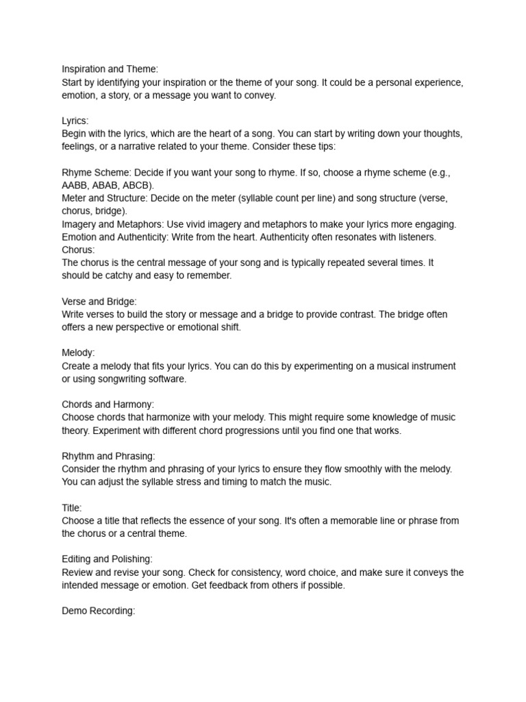 How To Write A Song | PDF | Song Structure | Musical Forms