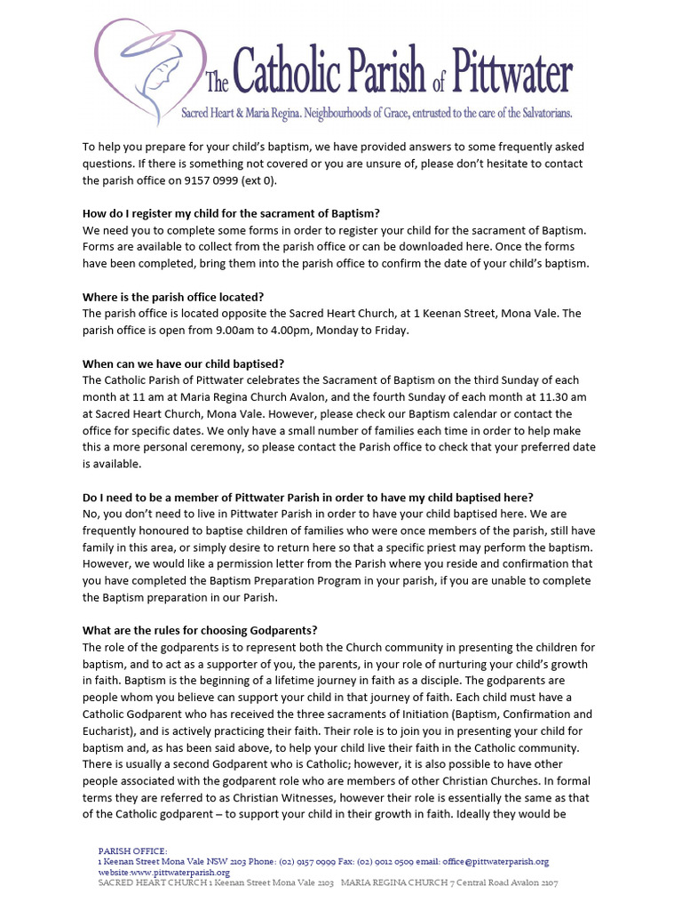 Baptism Frequently Asked Questions | PDF Baptism Frequently Asked Questions | PDF