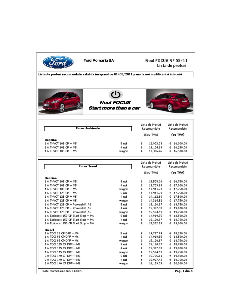 Ford Focus Price List 2011 | PDF | Computers