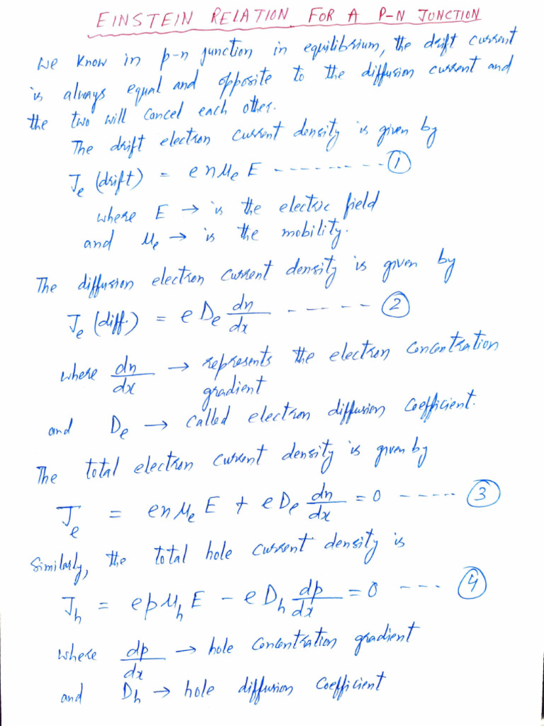 Einstein Relation For P-N Junction | PDF Einstein Relation For P-N Junction | PDF