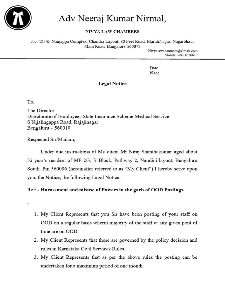 Adv Neeraj Kumar Nirmal,: Legal Notice | PDF