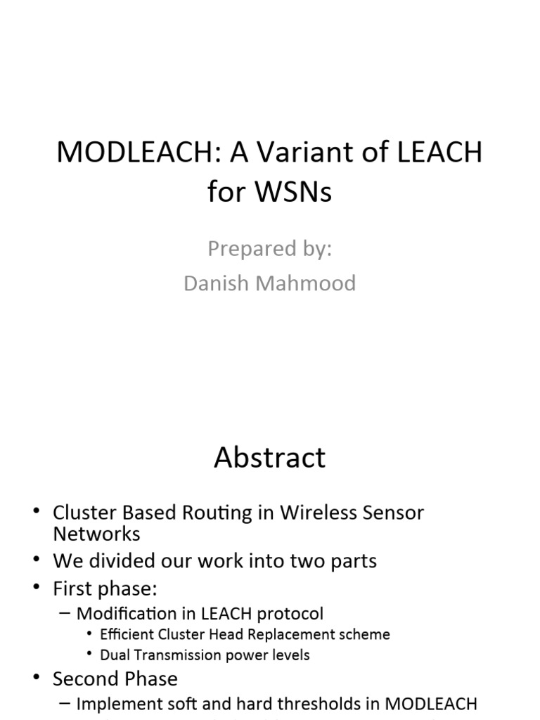 Mod Leach Pdf Wireless Sensor Network Routing