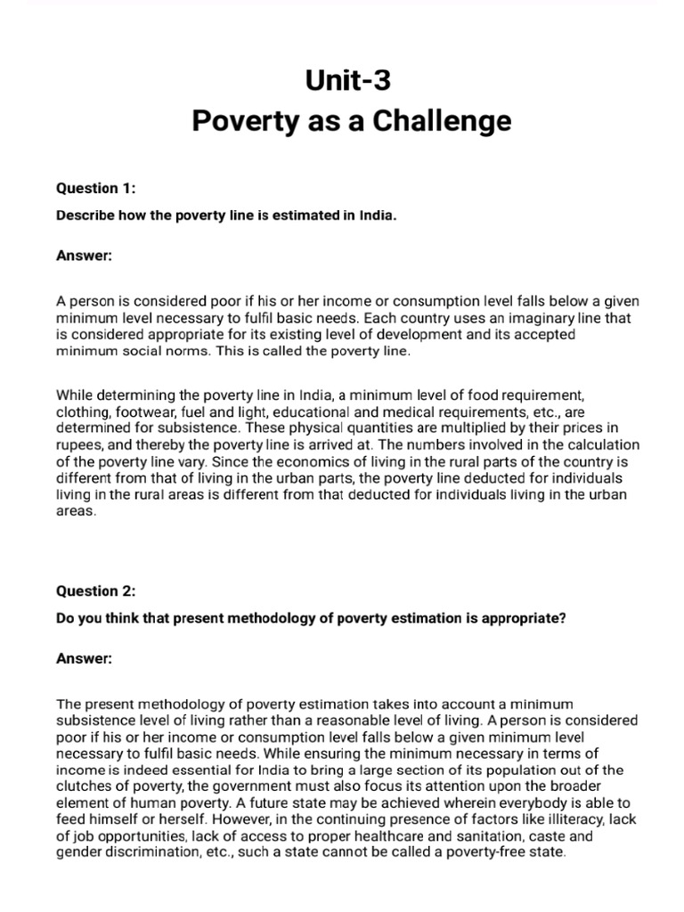 Economics Chapter 3 Poverty As A Challenge | PDF