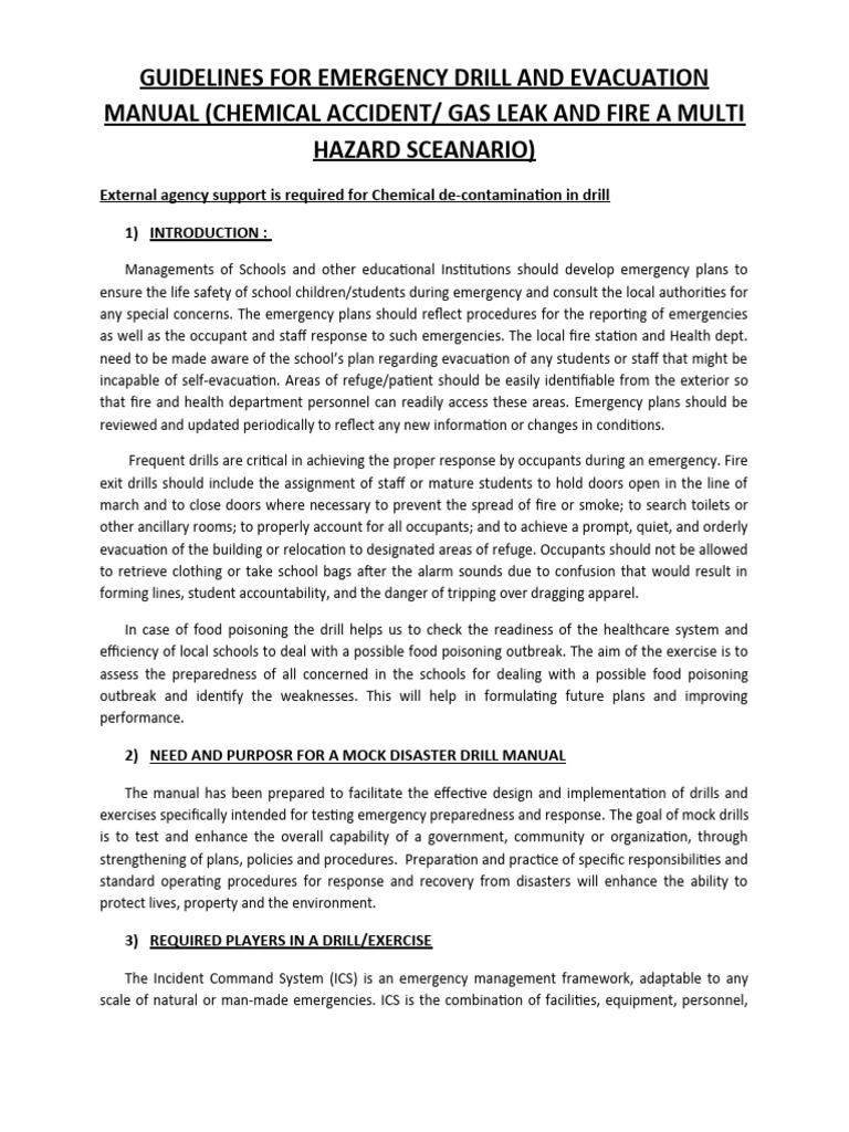 Updated - Guidelines - Chemical - Accident - Fire - Accident - For Mockdrill in School | PDF ...