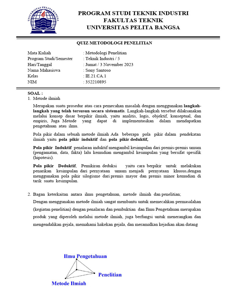 QUIZ Metodologi Penelitian IE.21.CA.1 | PDF | Sains & Matematika | Komputer