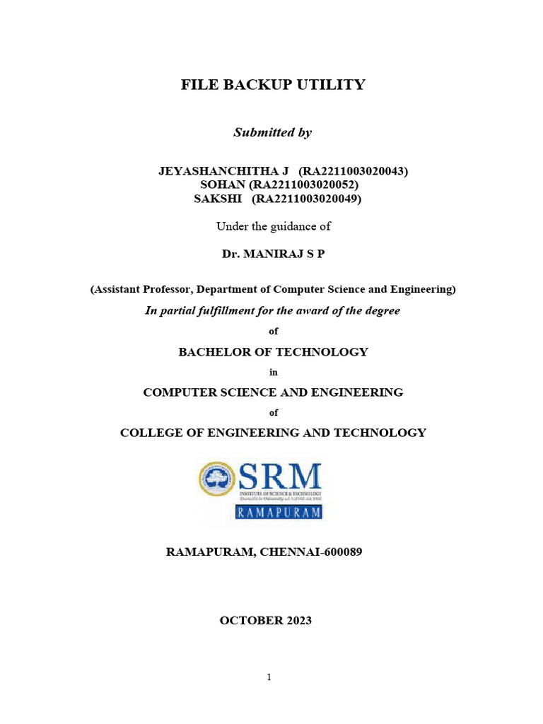 Miniproject Report Format-1 | PDF | Backup | Computer File