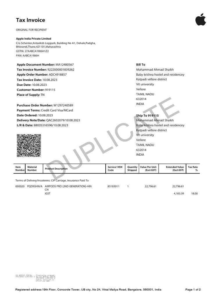 Apple Invoice | PDF