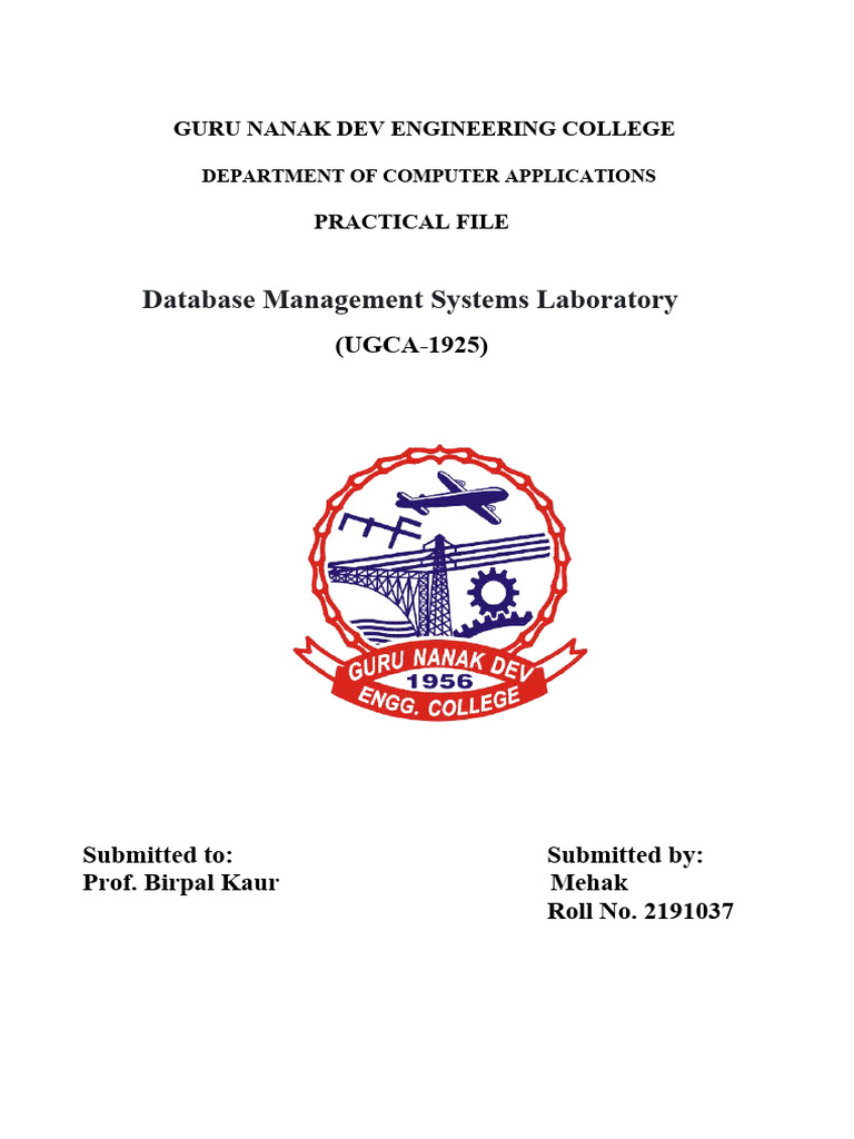 Mehak Dbms | PDF | Sql | Databases