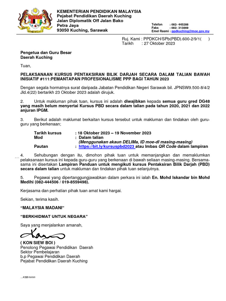 Kementerian Pendidikan Malaysia Pejabat Pendidikan Daerah Kuching Jalan ...