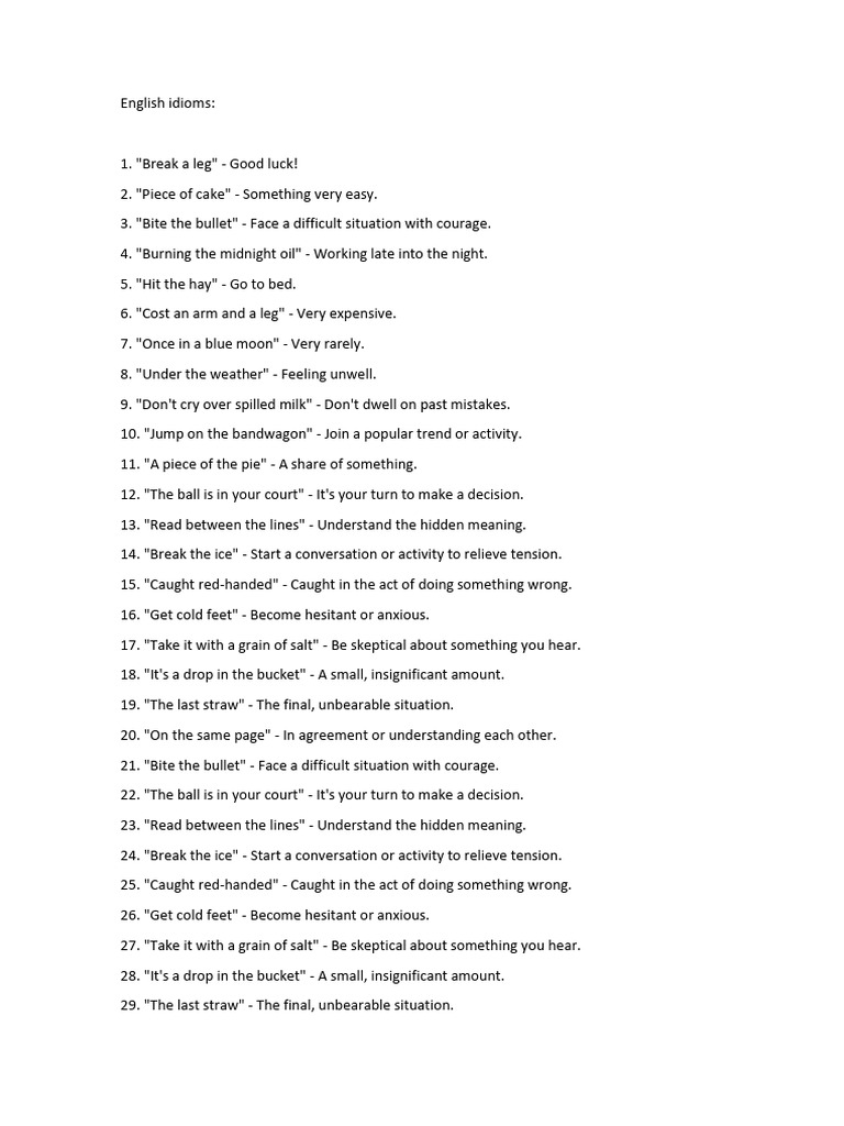 50 Most Common Idioms in English | PDF