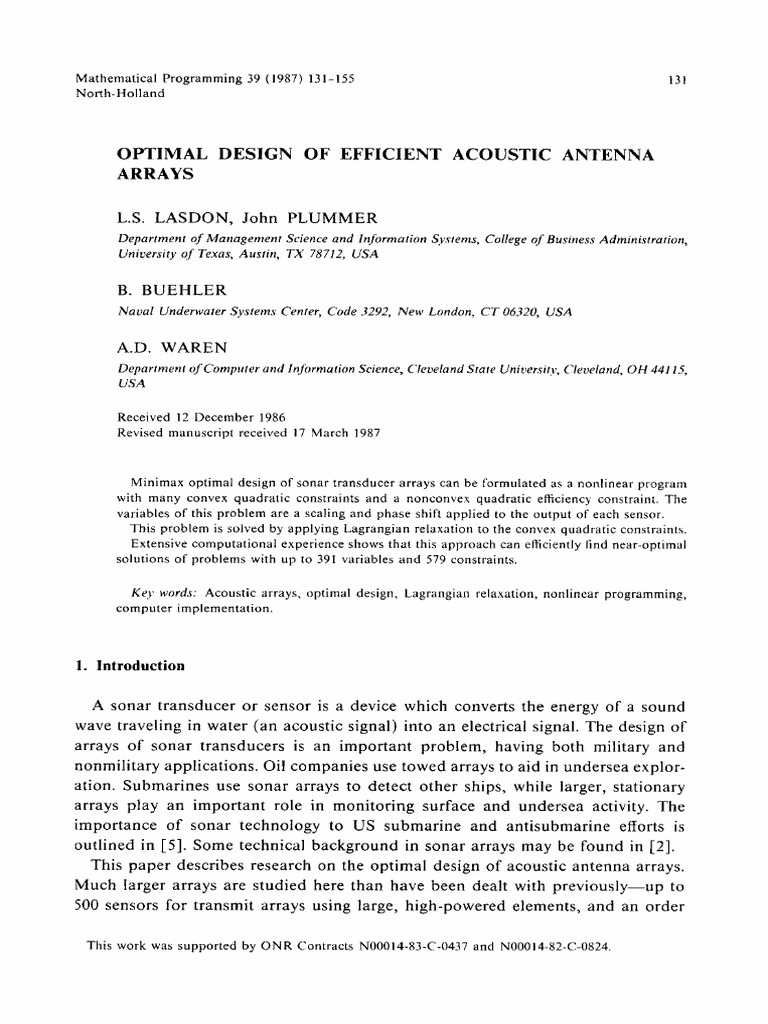 Optimal design of efficient acoustic antenna arrays | PDF ...