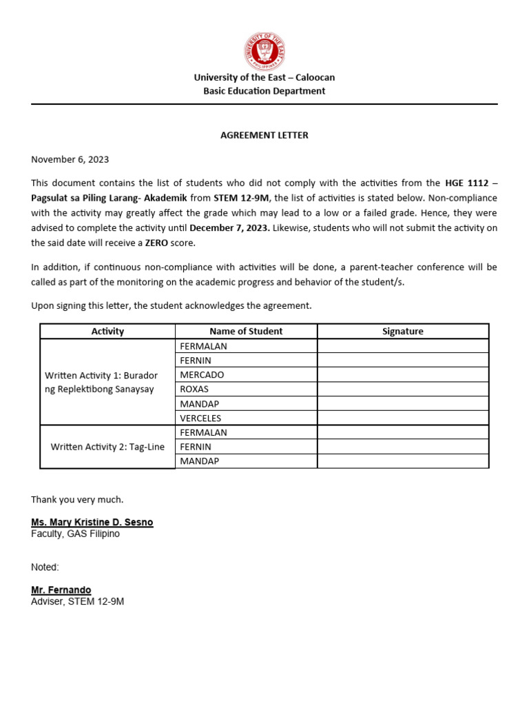 Agreement-Letter-STEM 12-9M | PDF
