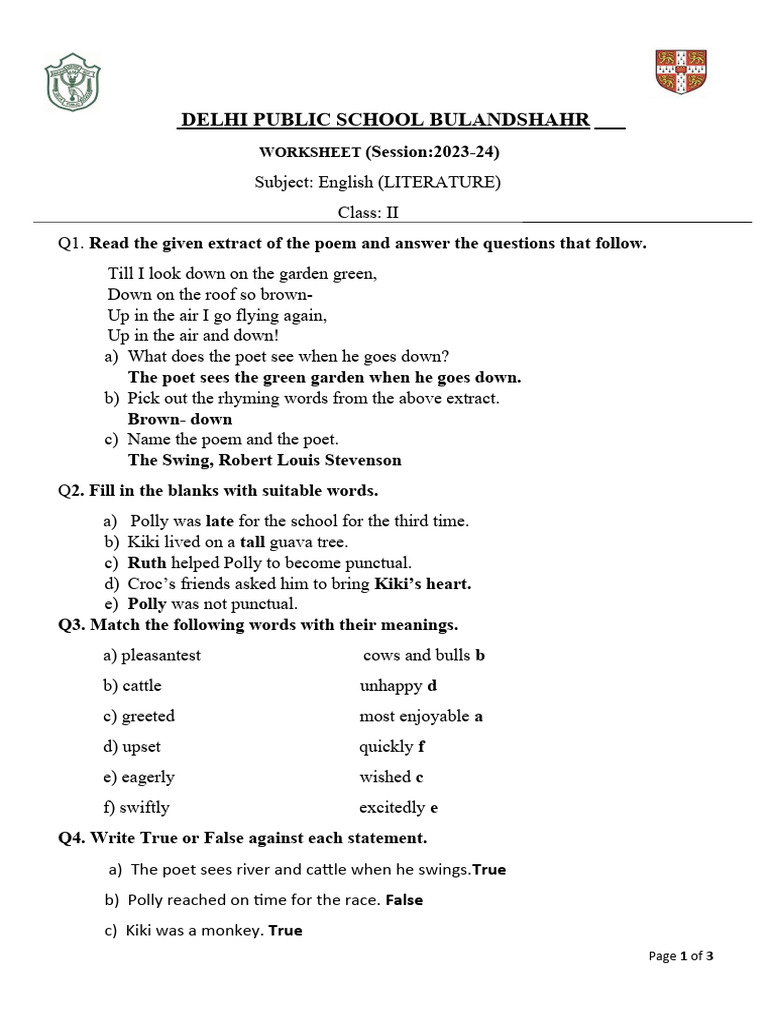 Answer Key Literature | PDF