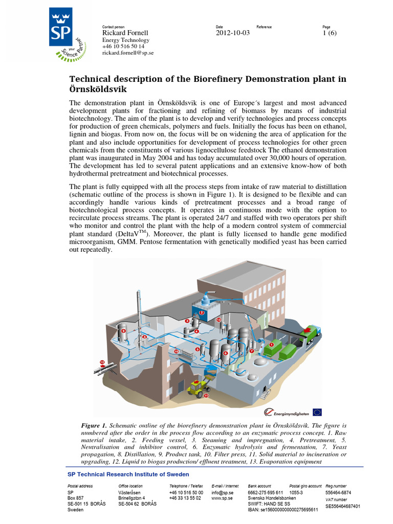 Technical Description of Biorefinery | PDF | Biorefinery | Biofuel