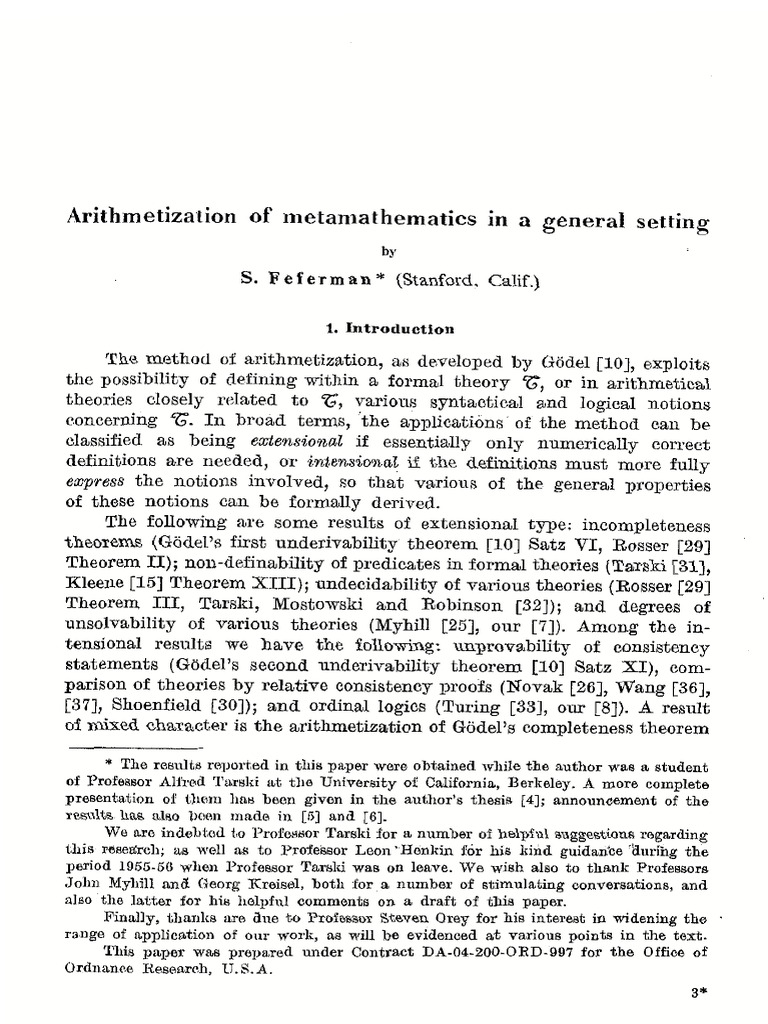 The Arithmetization of Metamathematics in A General Setting (Kindle) | PDF