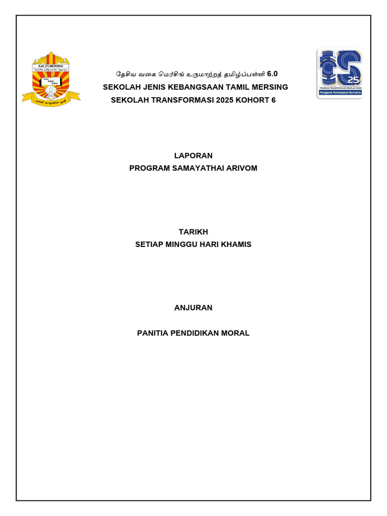 Laporan Program Samayathai Arivom 2023 | PDF | Sains & Matematika