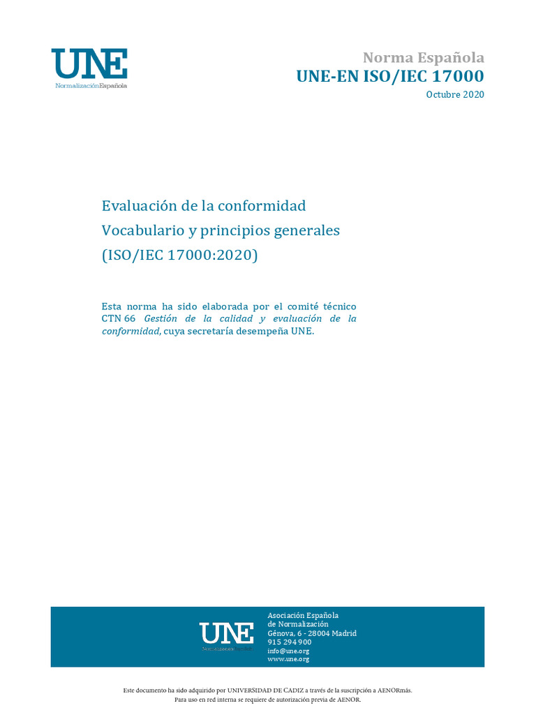 Norma UNE-EN ISO/IEC 17000:2020 | PDF