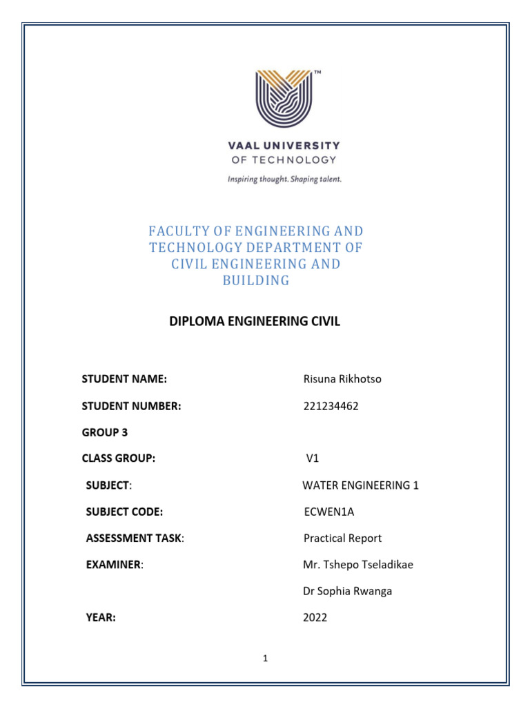 Civil Engineering Water Report | PDF | Science & Mathematics