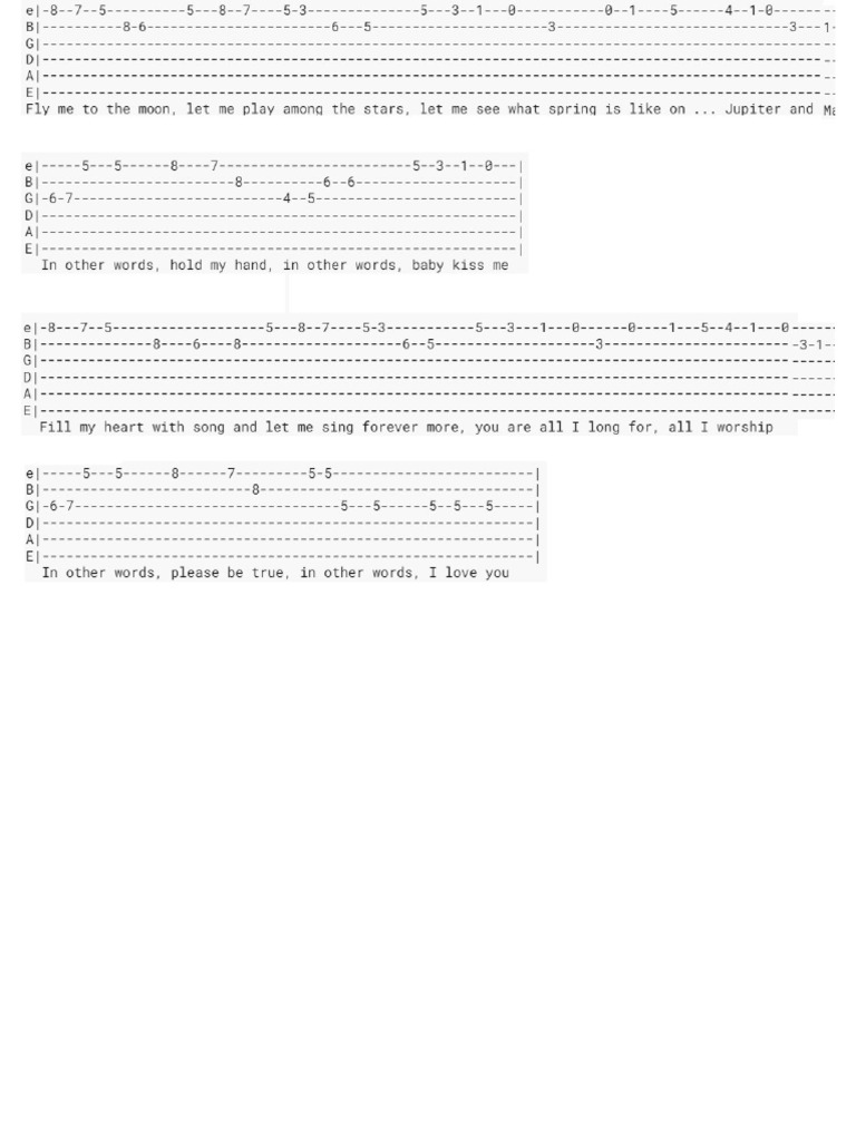 Fly Me To The Moon Guitar Tab | PDF