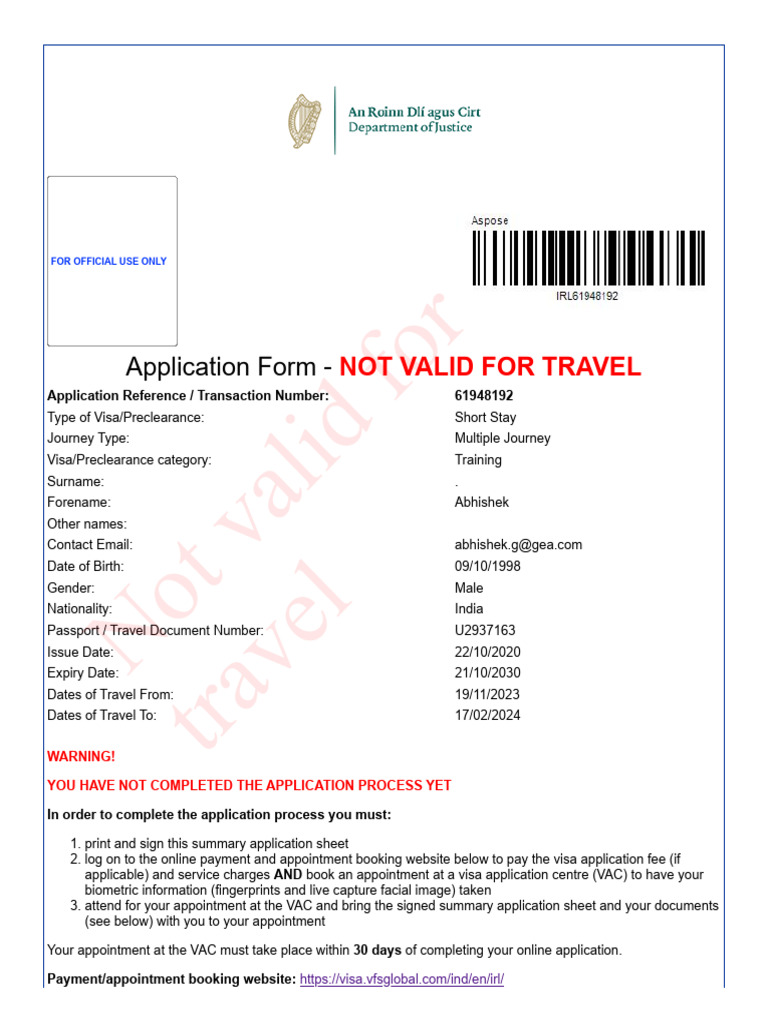 Abhishek - Application Form | PDF | Travel Visa | International Law