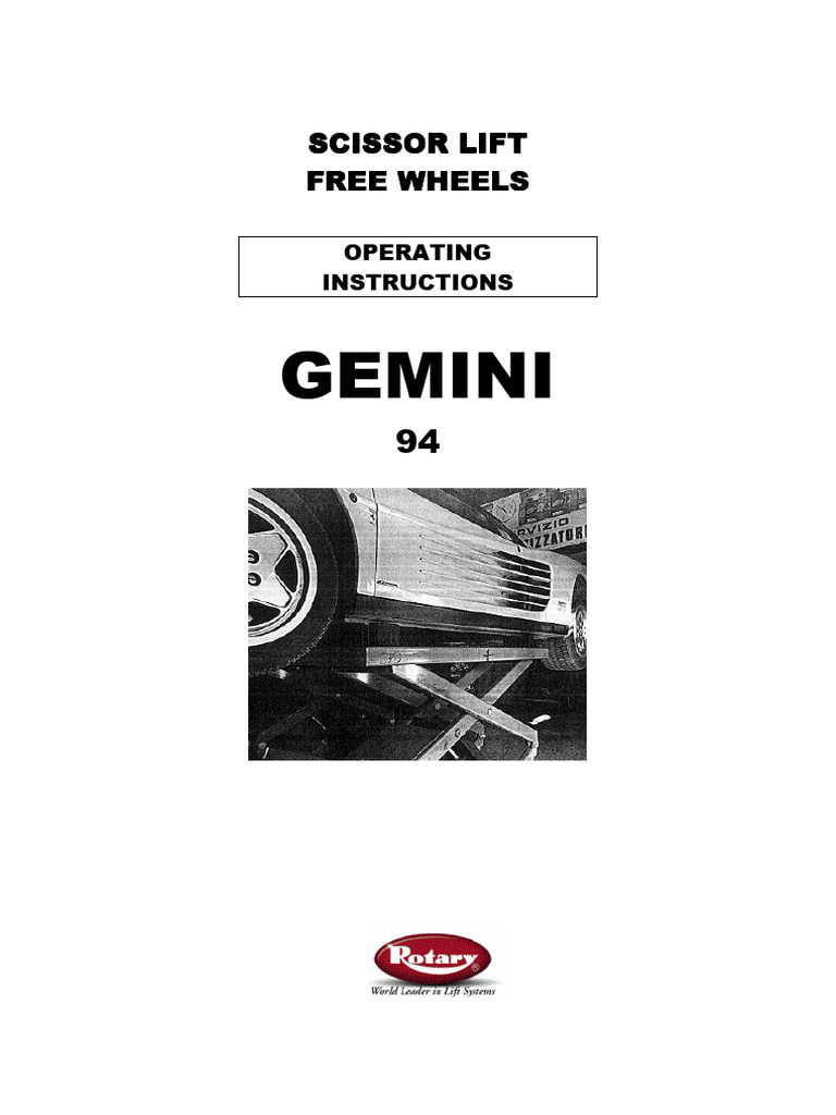 Gemini Scissor Lift Operating Manual | PDF | Elevator | Crane (Machine)
