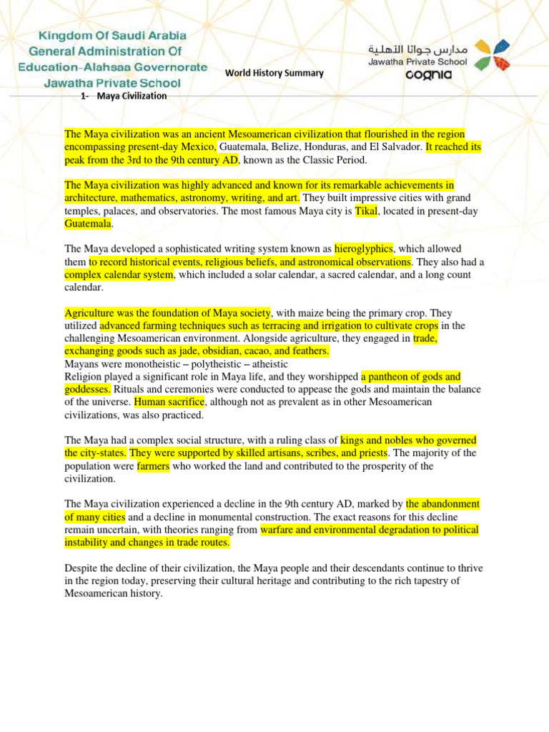 World History Summary 12 | PDF | Maya Civilization | Age Of Discovery