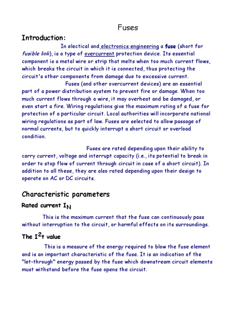 Fuse | PDF | Fuse (Electrical) | Electric Current