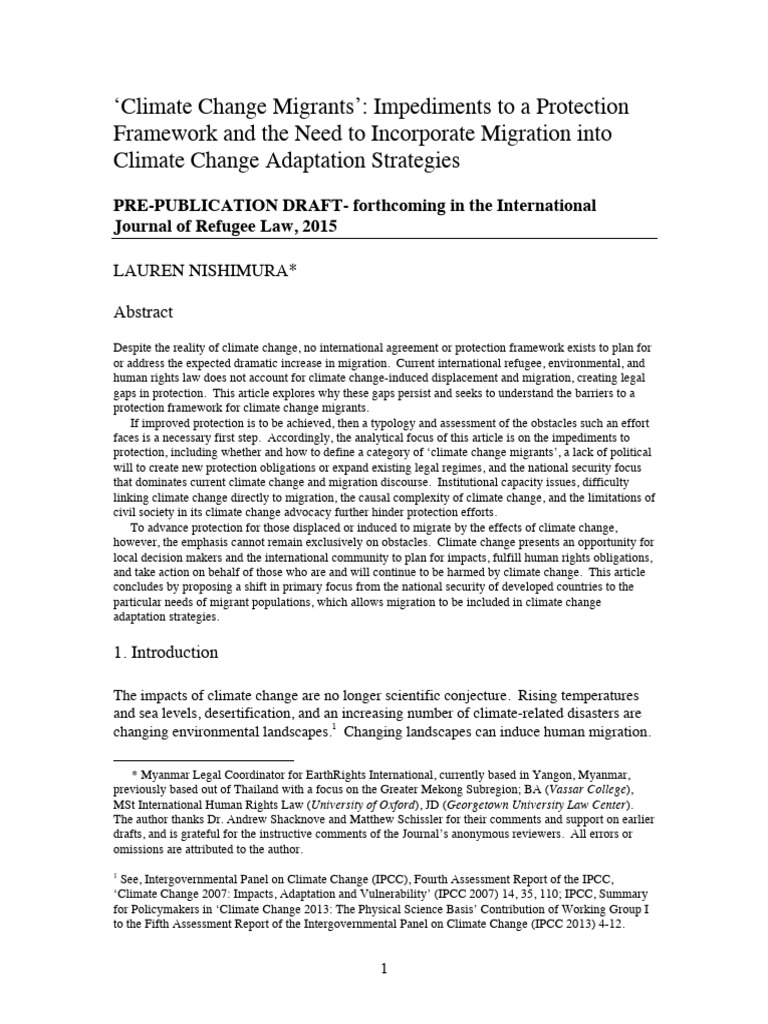 Climate Change Migrants Impediments To A | PDF | Human Migration ...