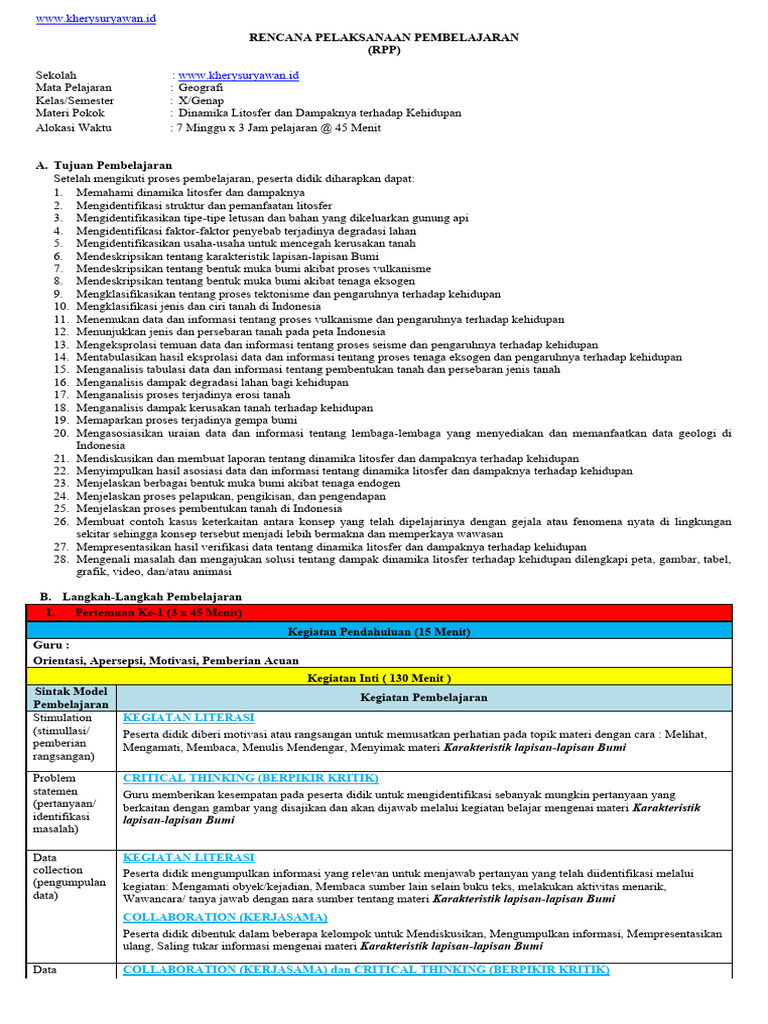 WWW - Kherysuryawan.id - RPP Geografi Kls X SM 2 TM 5 1 Lembar | PDF