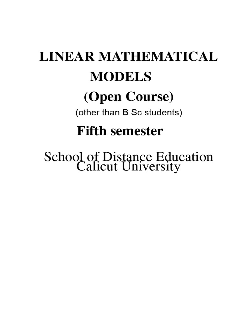 Linear Mathematical Models UG 5th Sem Open Course | PDF