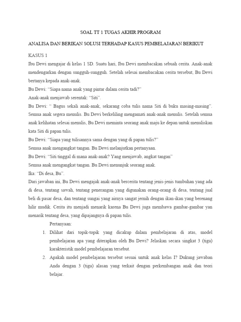 Soal TT 1 Tugas Akhir Program | PDF