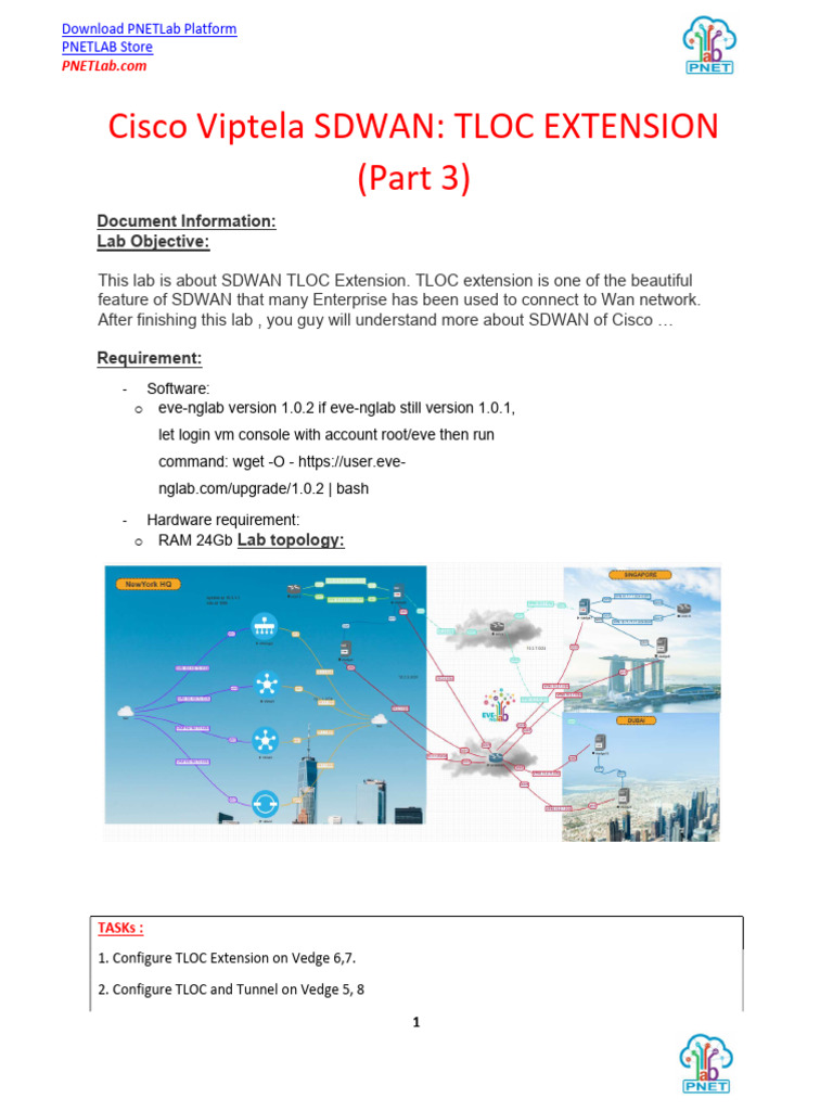Cisco SD-WAN TLOC Extension Lab Guide | PDF