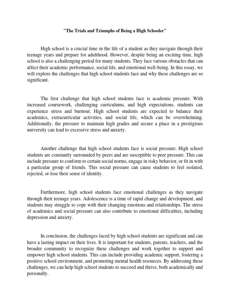 The Trials and Triumphs of Being A High Schooler | PDF