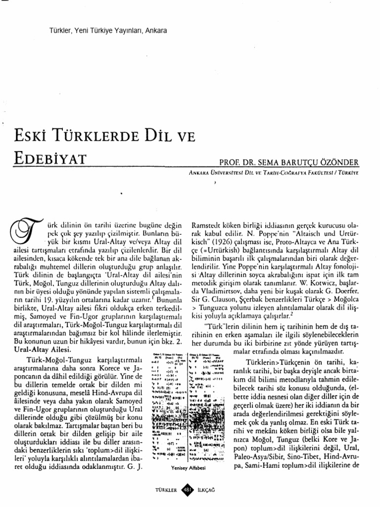 Eski Türklerde Dil Ve Edebiyat | PDF