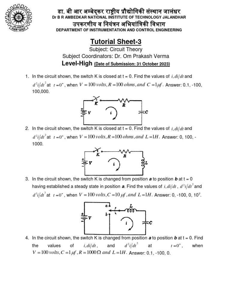 Tutorial Sheet 3 | PDF