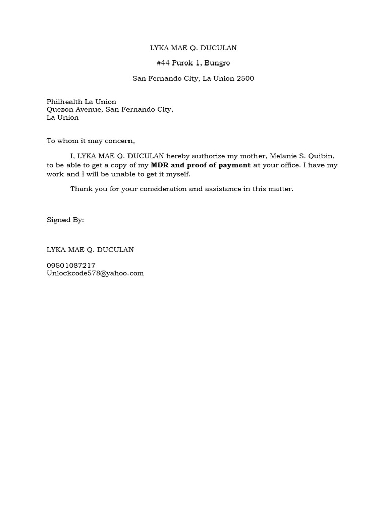 Authoization Letter | PDF